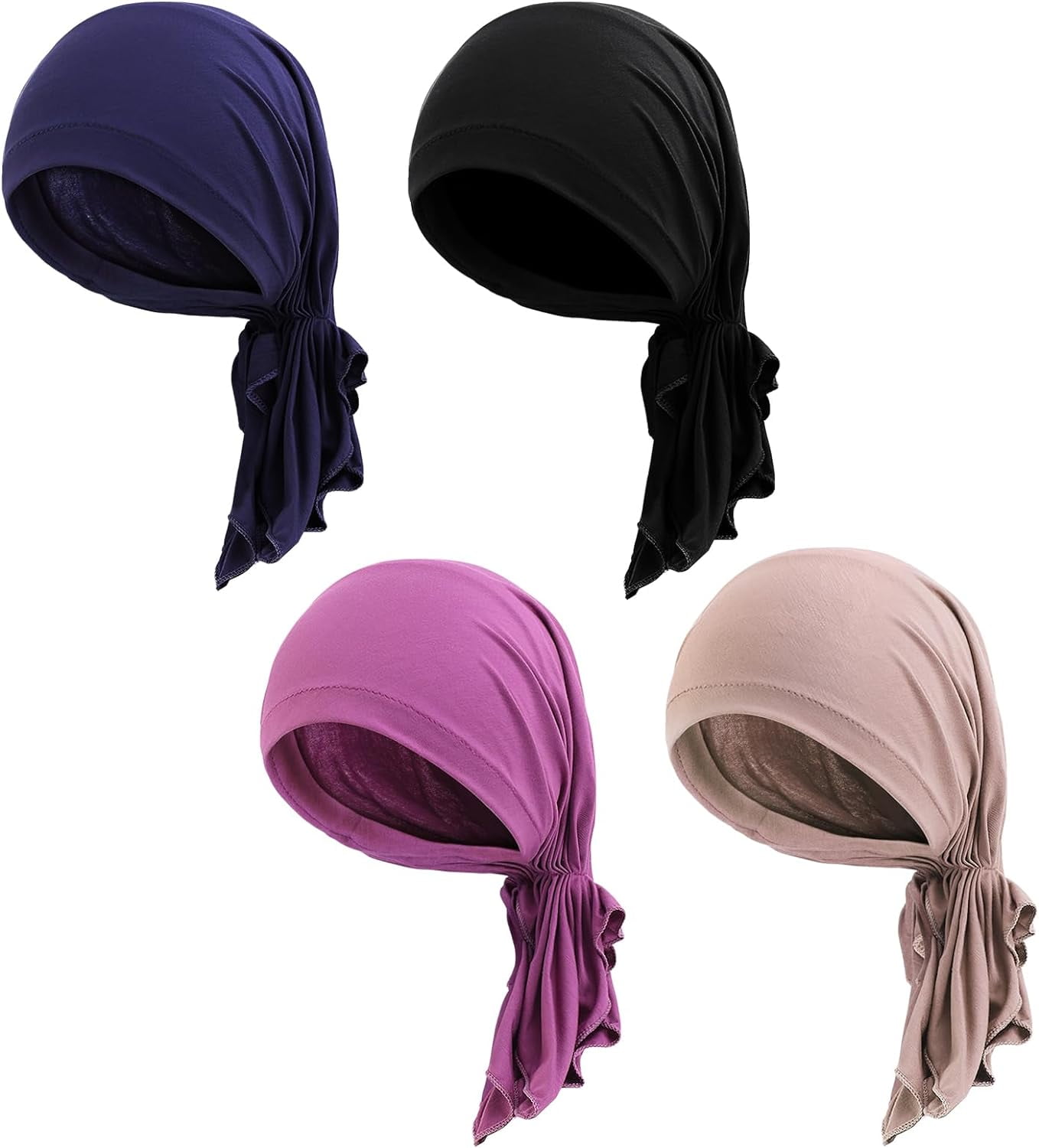 PHOGARY 4 Pack Bamboo and Cotton Chemo Headwear for Women, Pre-Tied ...