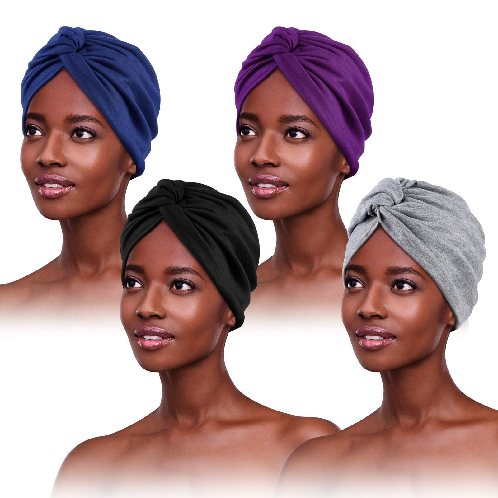 Phogary Turbans for Women, Soft Cotton Headwraps, Pre-Tied Beanie Hat ...