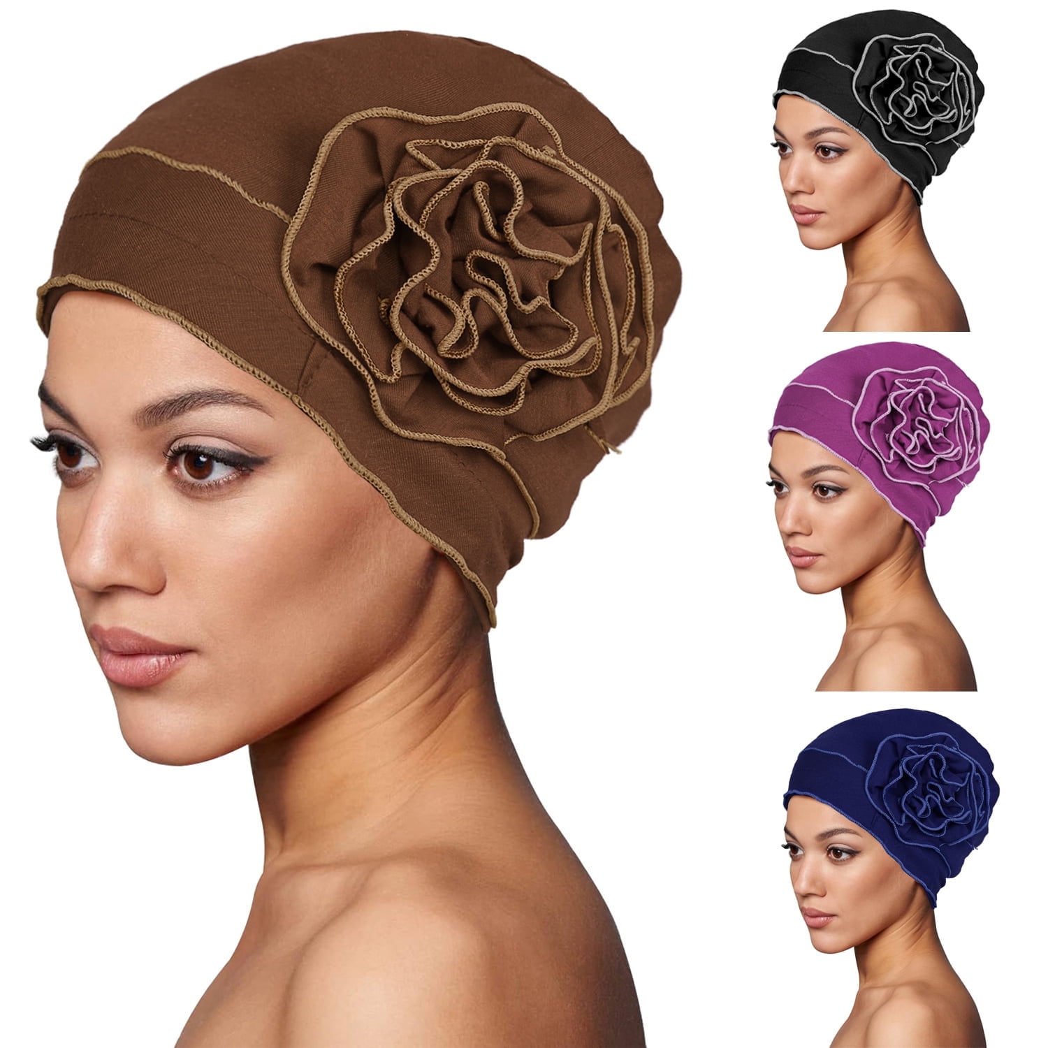 PHOGARY 4pcs Chemo Headwear Turbans Cap Beanie Hat Head Wraps Hair ...