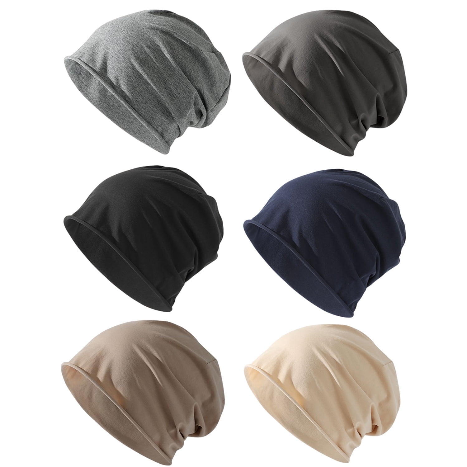 PHOGARY 6 Pack Cotton Slouchy Beanie Hat for Men Women, Lightweight ...