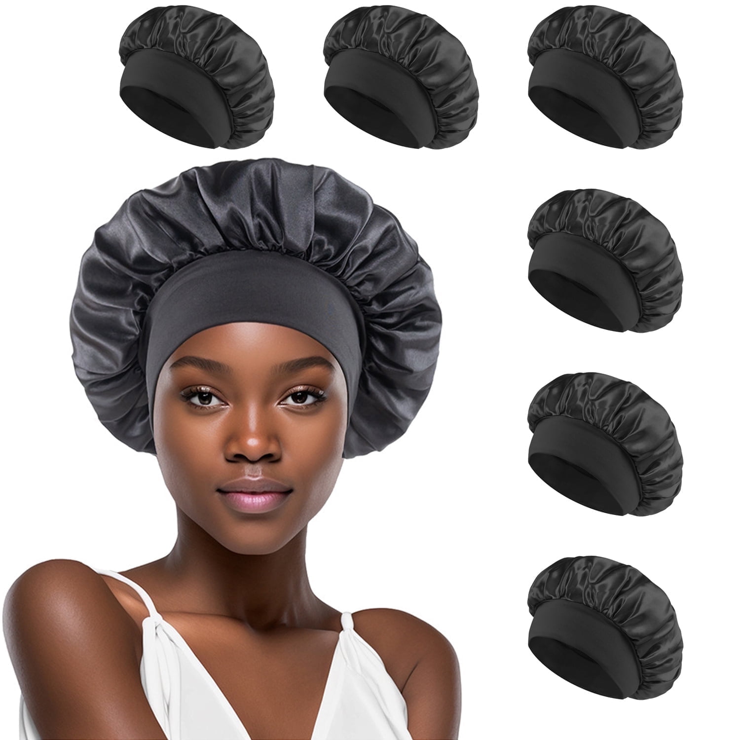 PHOGARY 6 Pack Satin Bonnet Hair Bonnet for Sleeping, Sleep Bonnets for ...