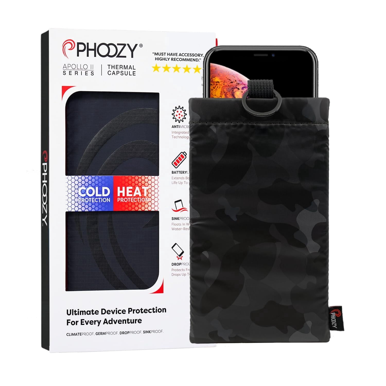 PHOOZY Thermal Phone Case Apollo II, Medium, Black Camo - Walmart ...