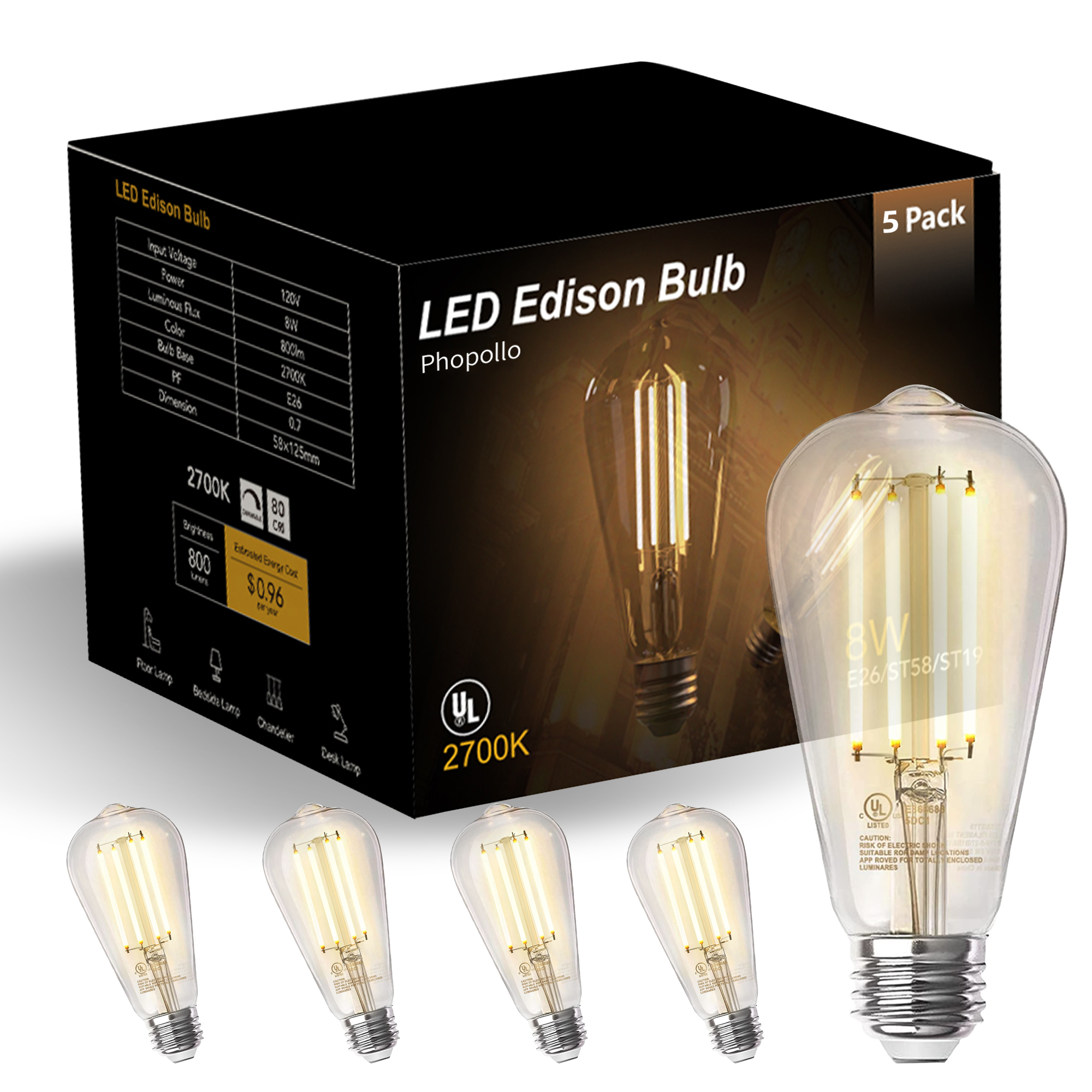 Tenergy 8W LED Edison Bulb 2700K (Soft White) - Walmart.com