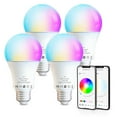 PHOPOLLO Smart Mood Bulbs, Bluetooth, RGB LED Color Change, A19 E26 9W ...