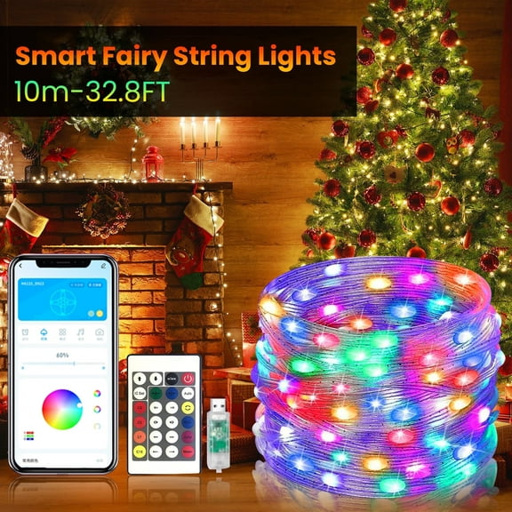 SHIQI-RGB IC WS2812B USB Twinkle Smart Fairy Light String 16.4FT ...