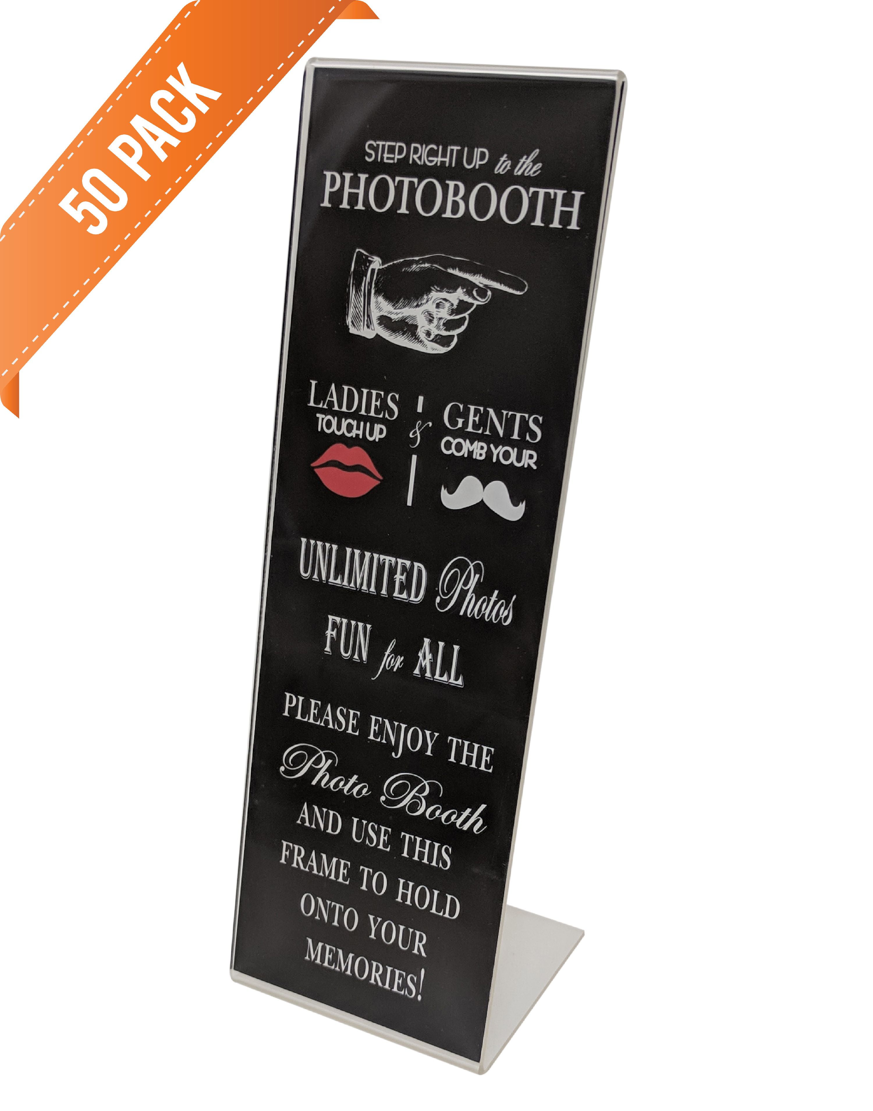 PHOTO BOOTH NOOK 2x6 Slanted Acrylic Photo Booth Frame with Black "Step ...