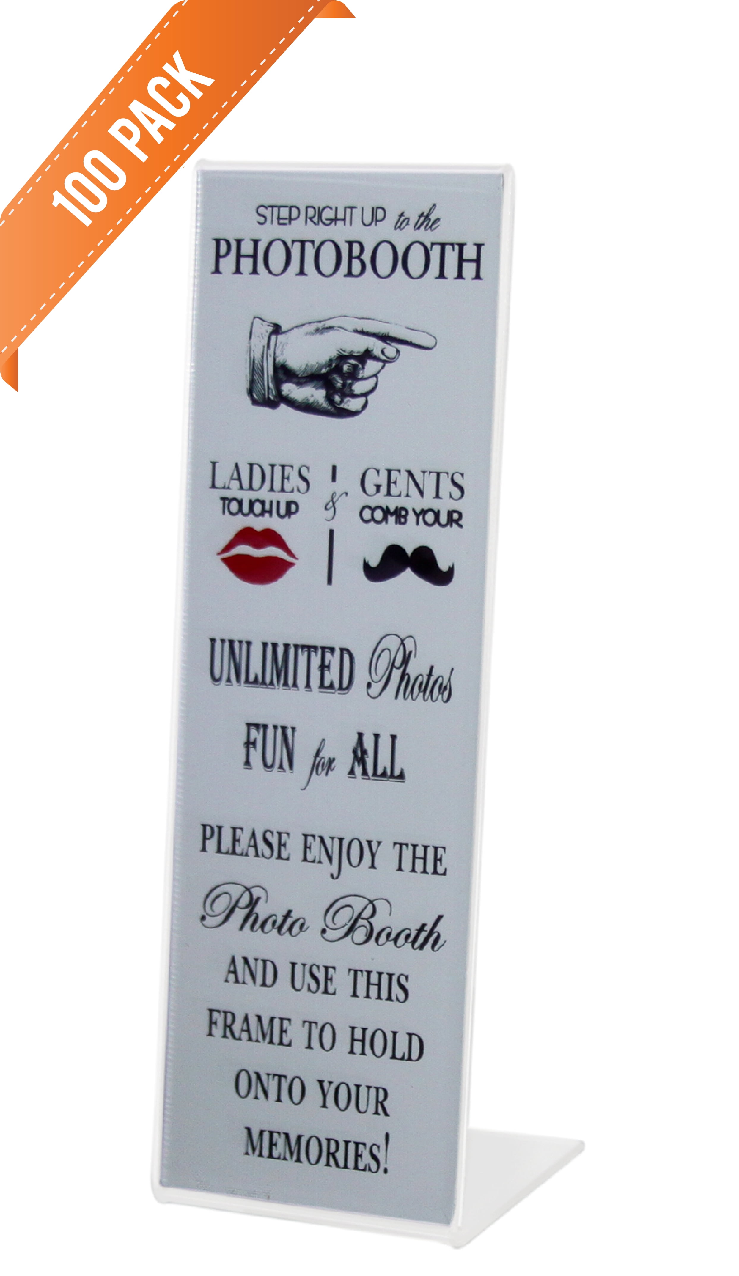PHOTO BOOTH NOOK 2x6 Slanted Acrylic Photo Booth Frame with White "Step ...