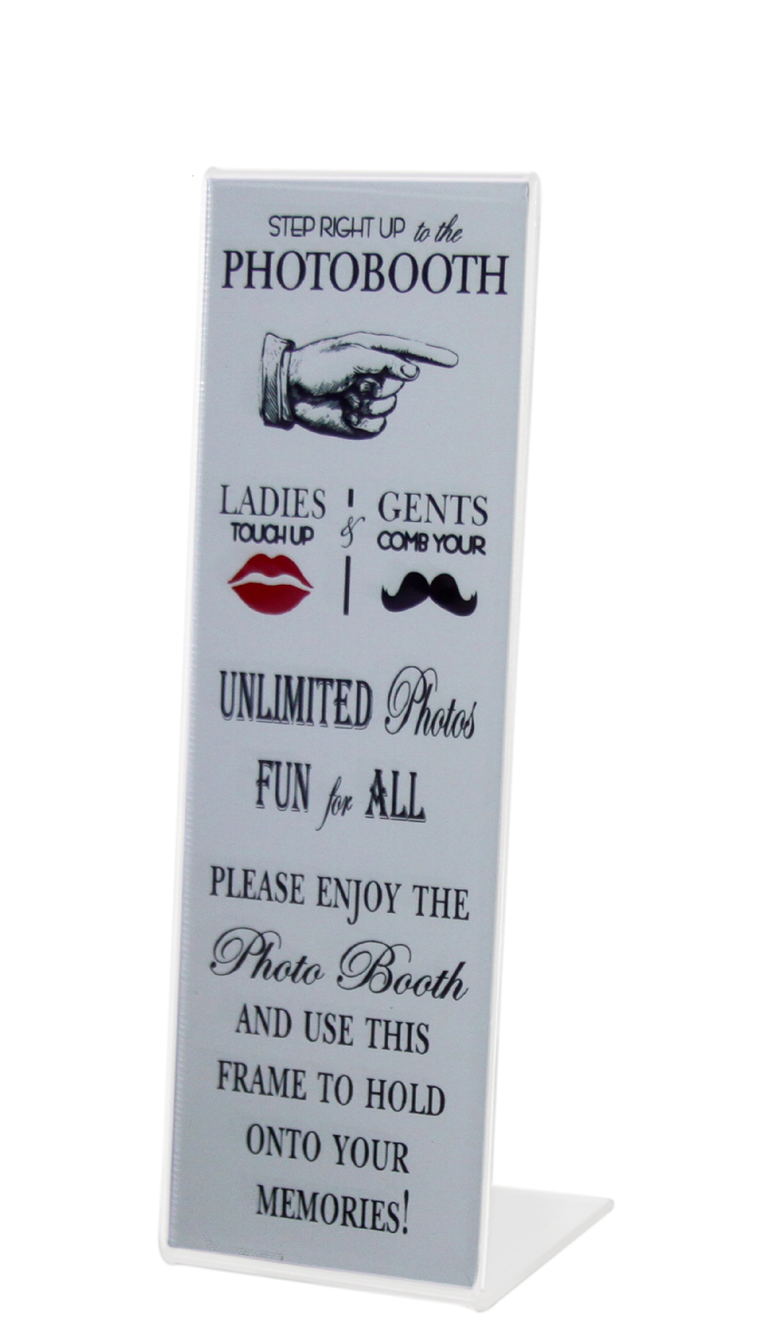 PHOTO BOOTH NOOK 2x6 Slanted Acrylic Photo Booth Frame with White "Step ...