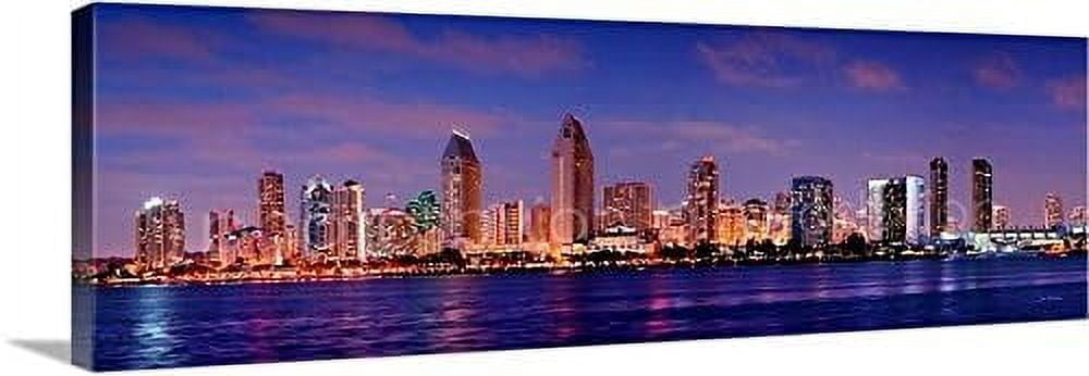 PHOTOSBYJON CANVAS San Diego Skyline DUSK 16 inches x 46 inches COLOR ...