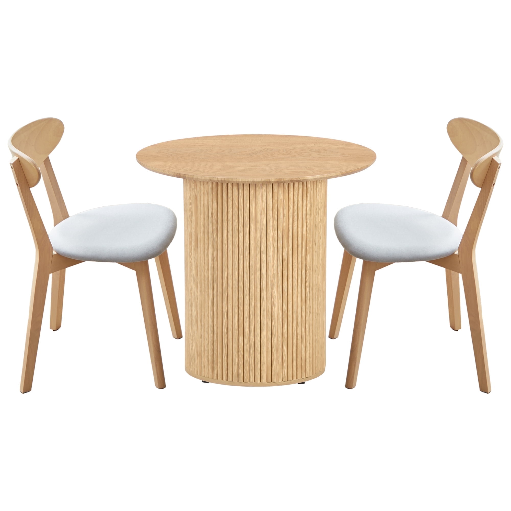 PHOYAL Fluted Small Round Dining Table Set for 2, 31.5 Inch Circle ...