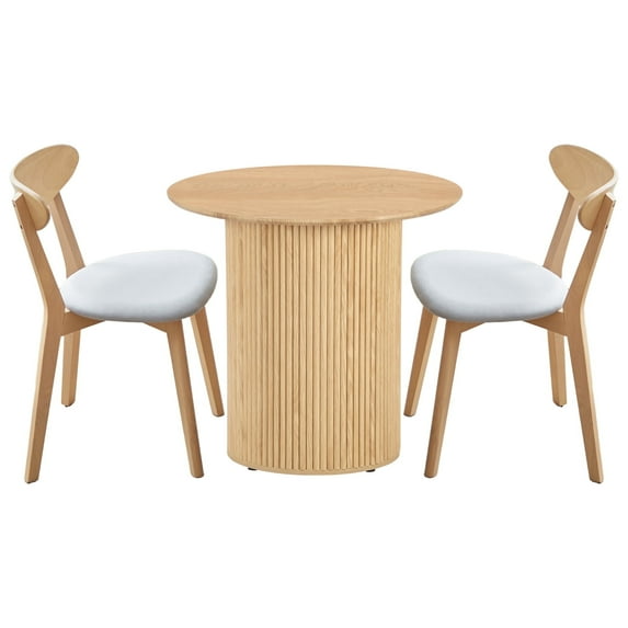PHOYAL Fluted Small Round Dining Table Set for 2, 31.5 Inch Circle ...