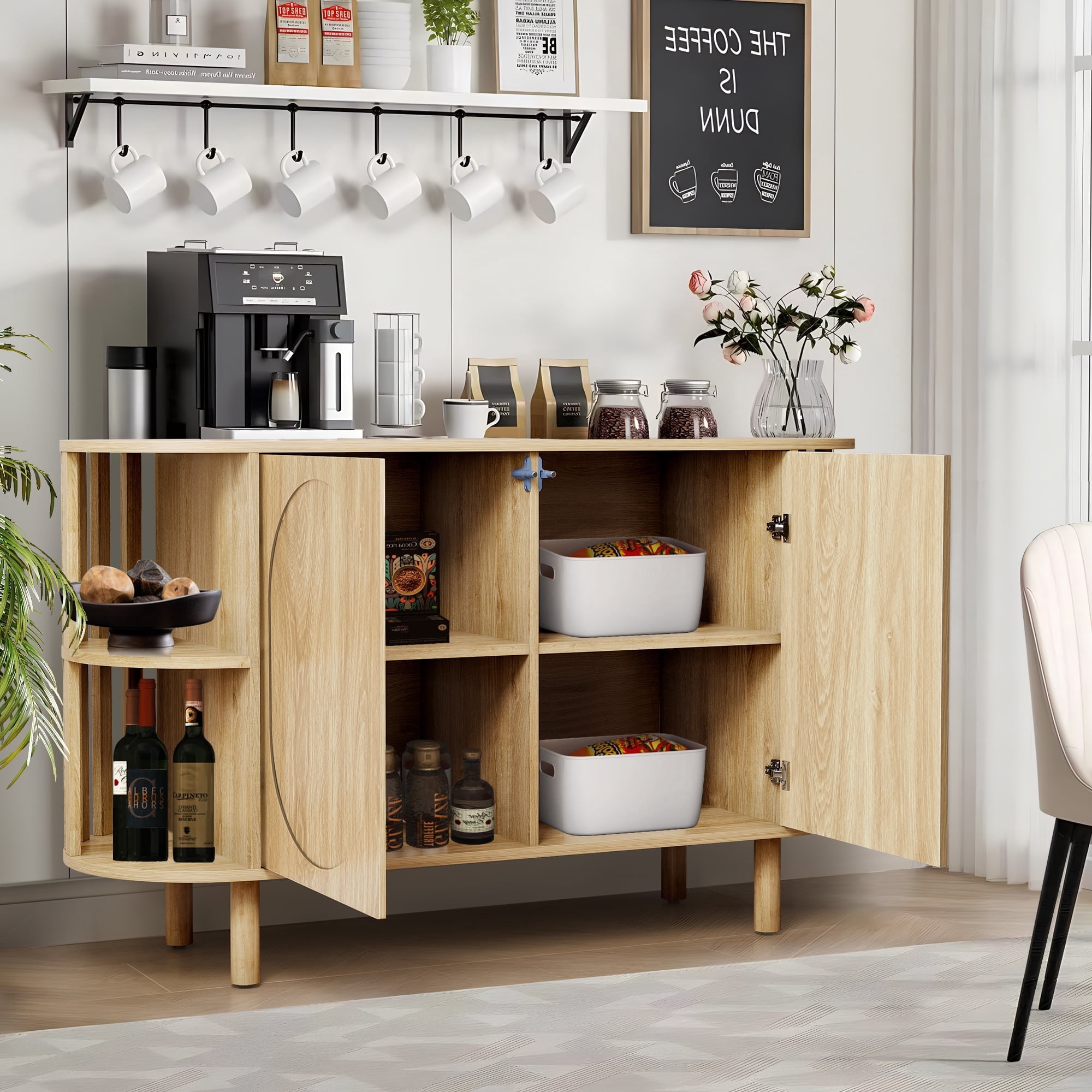 PHOYAL Oval Sideboards and Buffets, Kitchen Sideboard Storage Cabinet ...