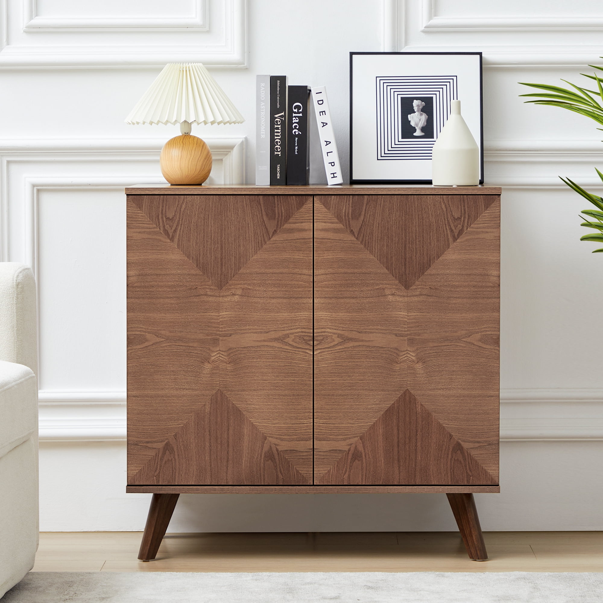 PHOYAL Wood Accent Tables with 2 Door for Entryway Living Room ...