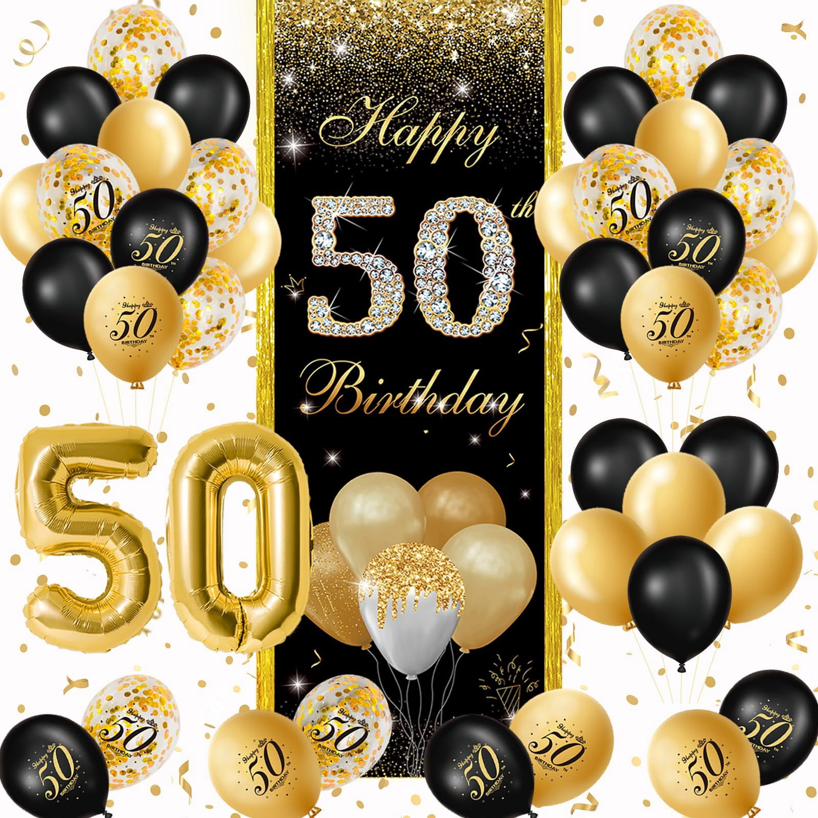 PHXEY 43pcs 50th Birthday Decorations Kit - 50th Birthday Party ...
