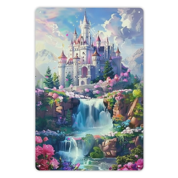 PHYHOO 12X8 Inch Retro Bohemian Style Dreamy Castle Tin Sign, for Home ...