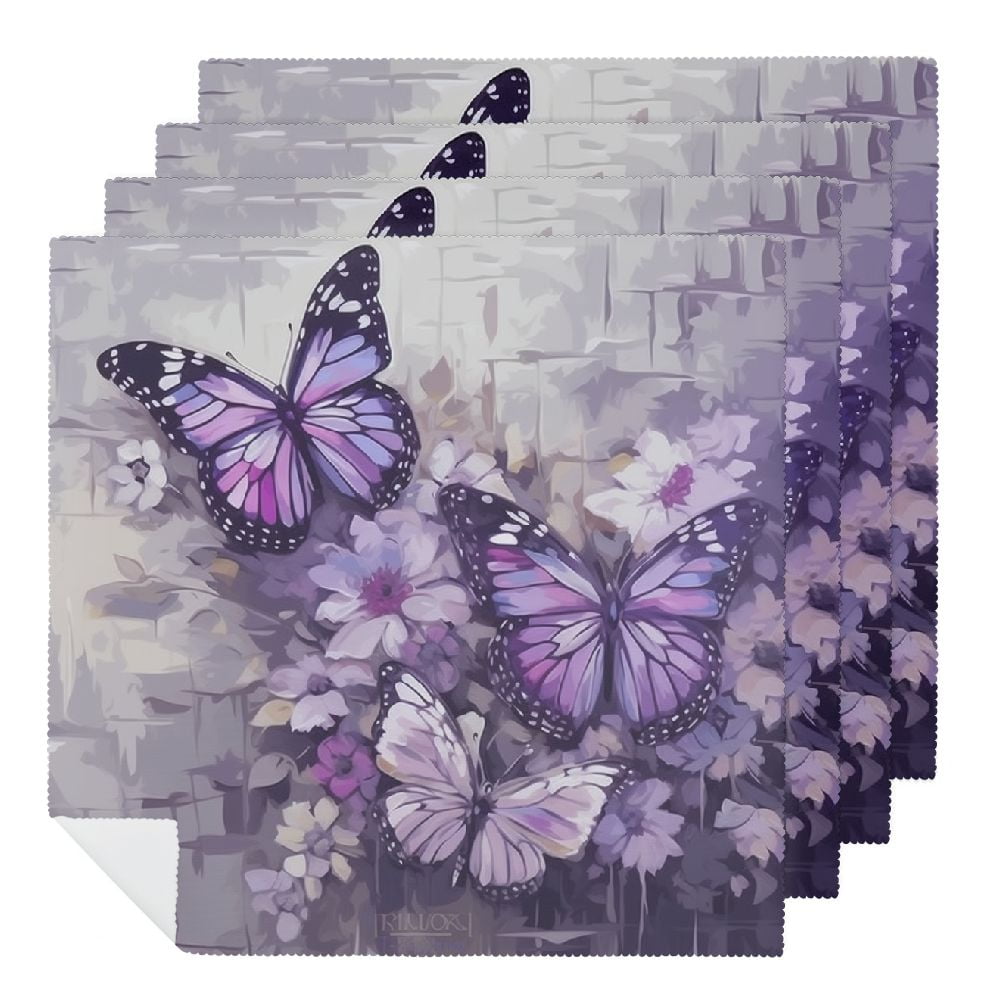 PHYHOO Butterfly Cloth Napkins Purple Butterflies Luncheon Cloth ...