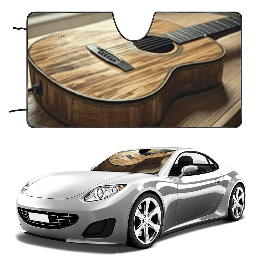 PHYHOO Car Windshield Sun Shade Guitar Wooden Car Sun Shade Windshield ...