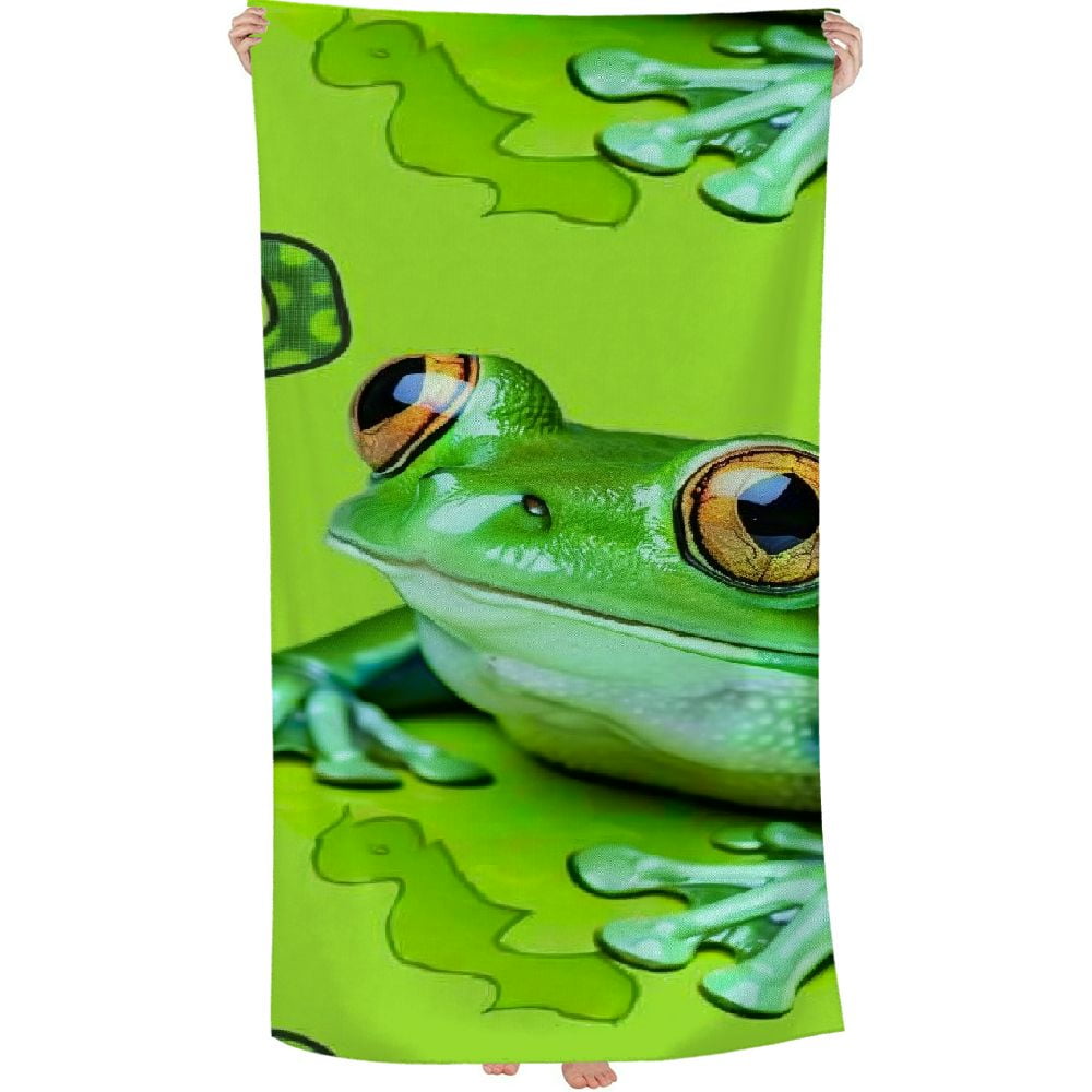 PHYHOO Cartoon Animal Frog Beach Towel Oversized Microfiber Sand Free ...