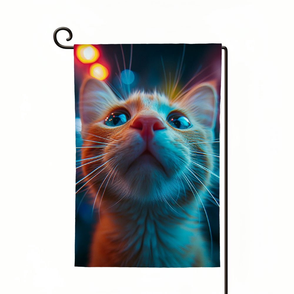 PHYHOO Cat Welcome House Flag Vertical Double Sided Black Cat Show Two ...