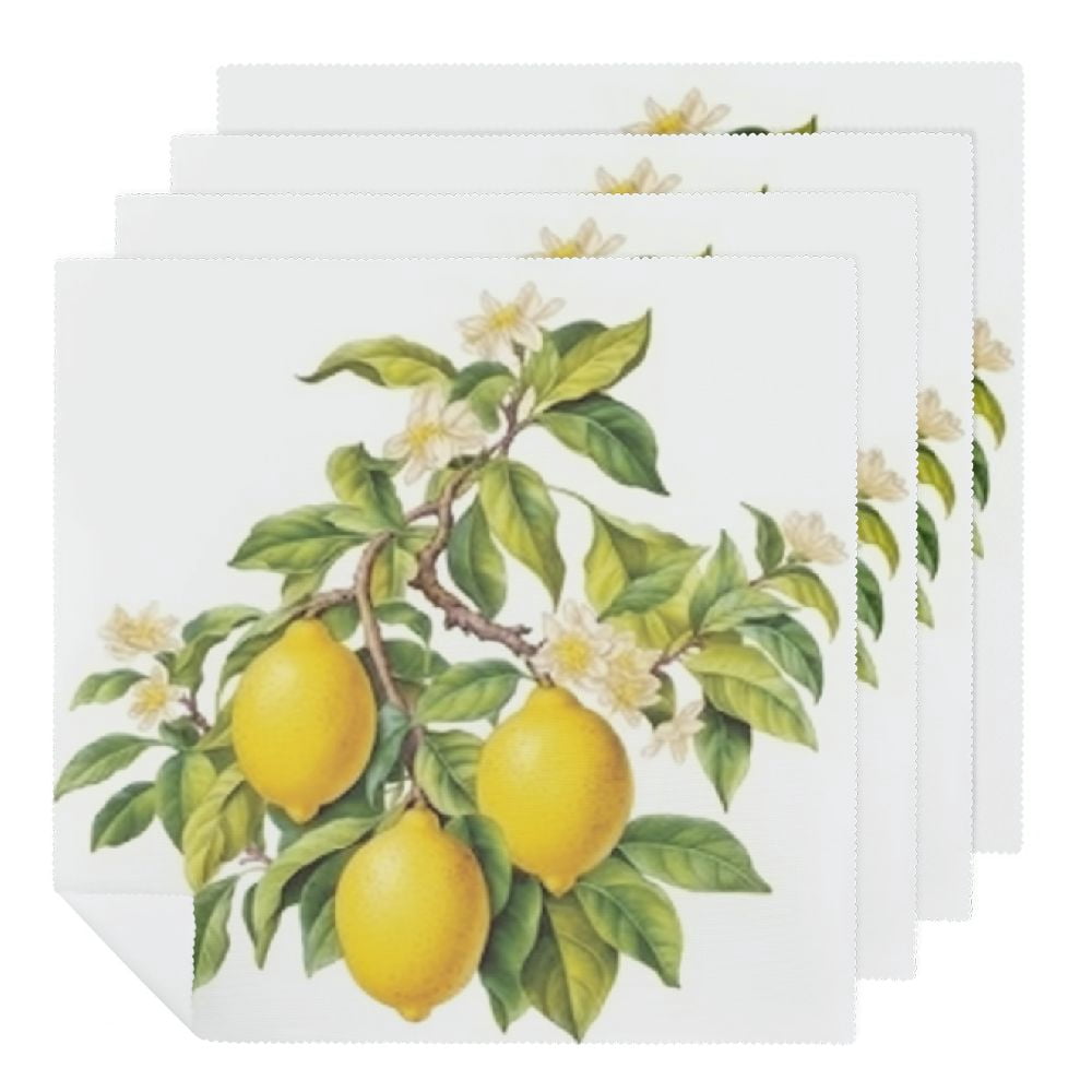PHYHOO Citrus Lemon Cloth Napkins Soft Watercolor Botanical Washable ...