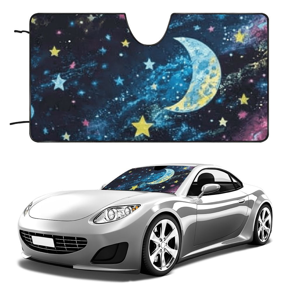 PHYHOO Colored Moon and Stars Pattern Auto Windshield Sunshade Car Sun ...
