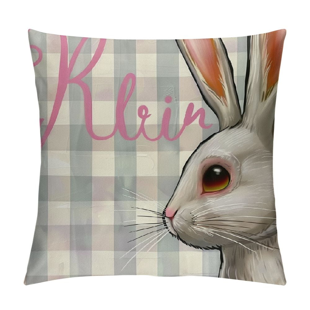 PHYHOO Easter Pillow Covers,Bunny Buffalo Plaid Hello Peeps Decorations Holiday Farmhouse Spring ...
