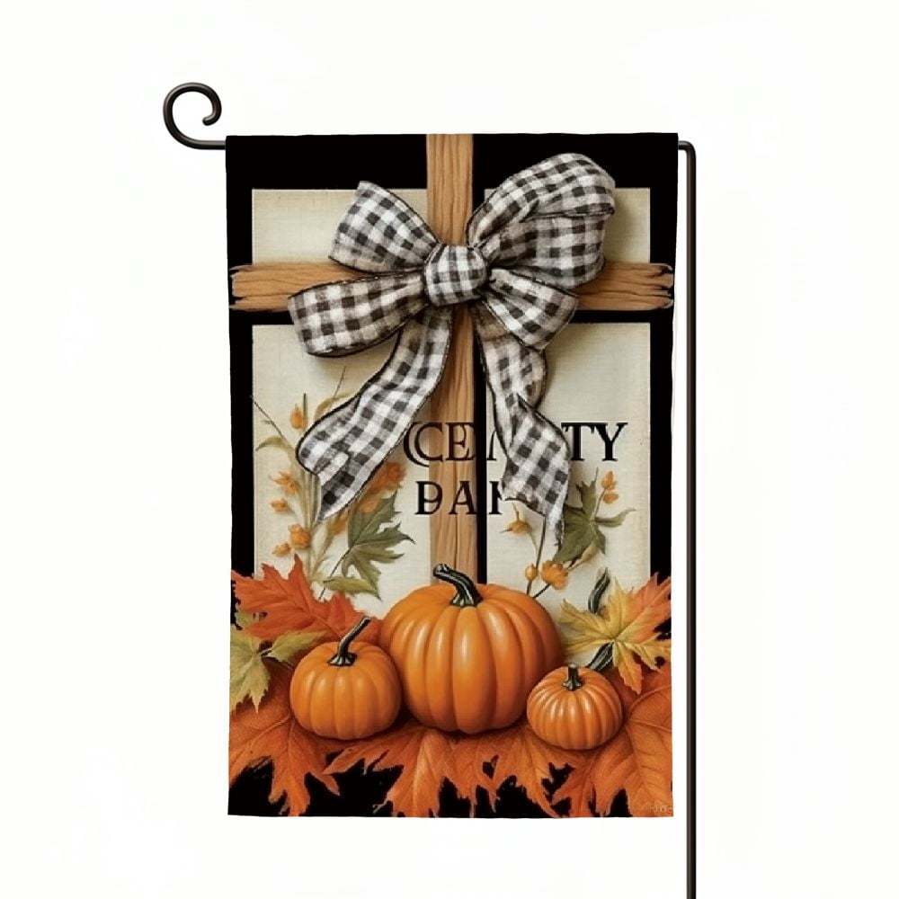PHYHOO Fall Cross Garden Flag ,Religious Cross Fall for Buffalo Plaid ...