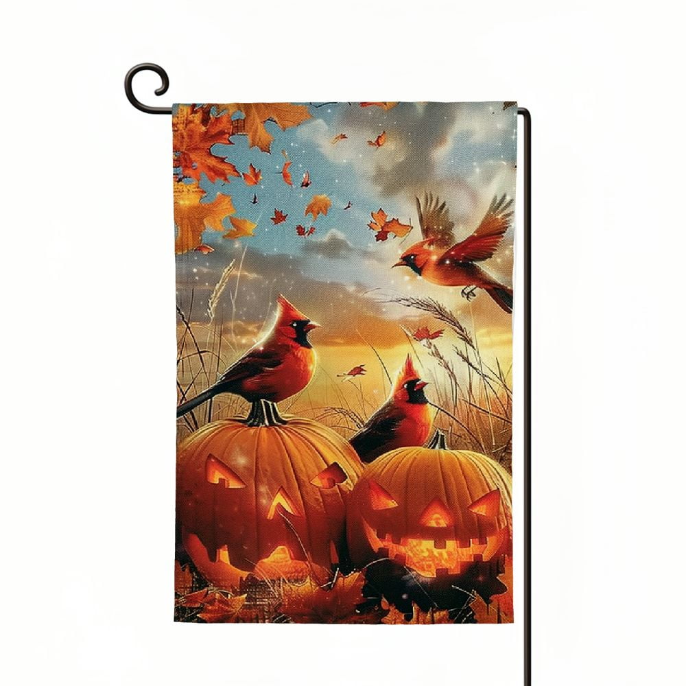PHYHOO Fall Garden Flag Design for Cardinal Pumpkins Double Sided ...
