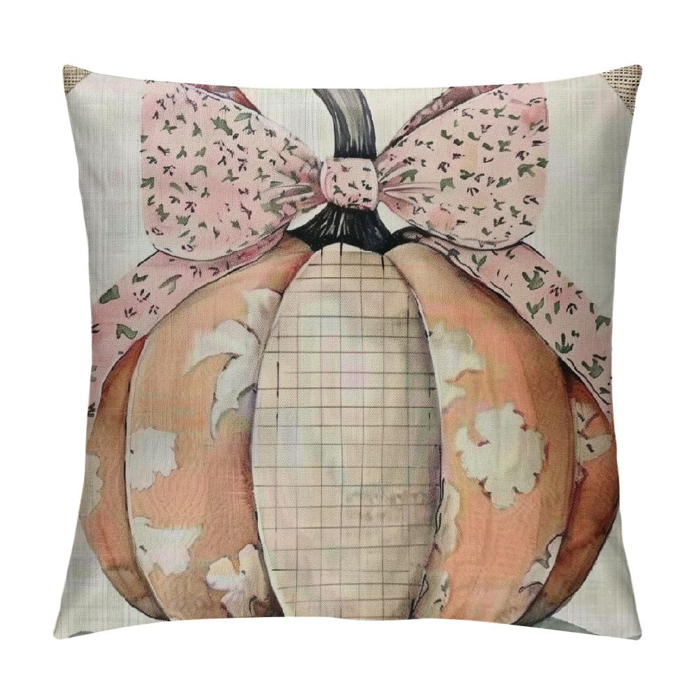 PHYHOO Fall Pumpkin Pillow Covers Happy Harvest Watercolor Pink Truck ...