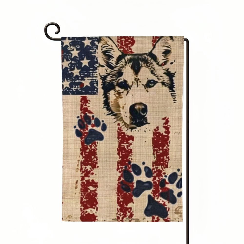 PHYHOO Garden Flag Dog Double Sided USA Flag Patriotic Memorial Day ...