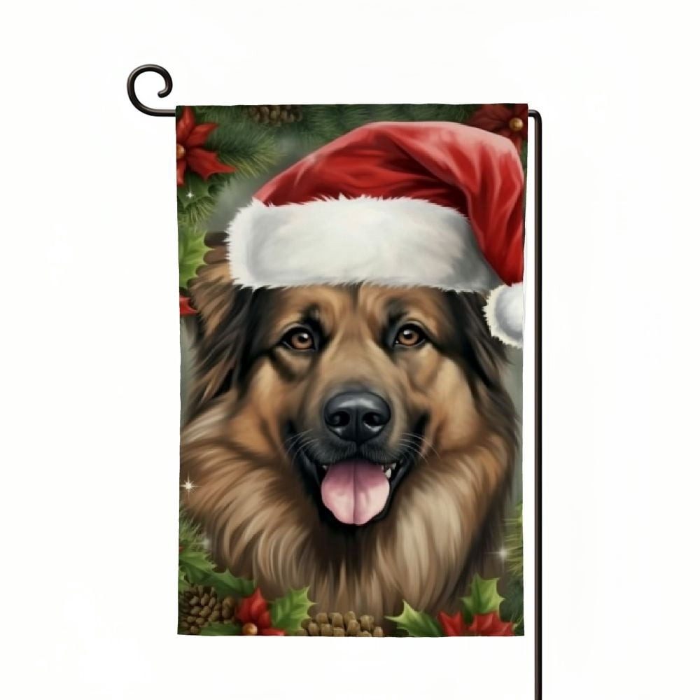 PHYHOO German Shepherd Dog Garden Flag for Outside Double Sided Santa ...