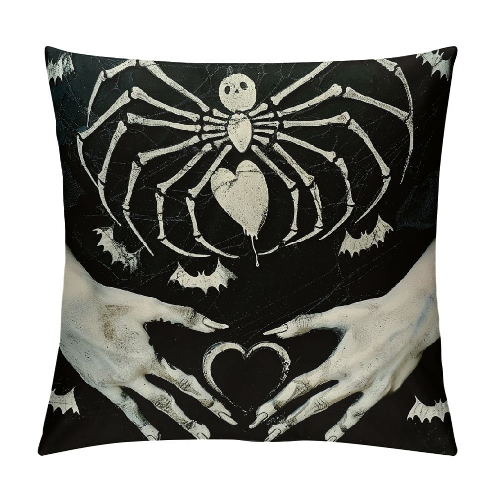 PHYHOO Halloween Pillow Covers Skeleton Hands Love Hearts Pillowcase ...