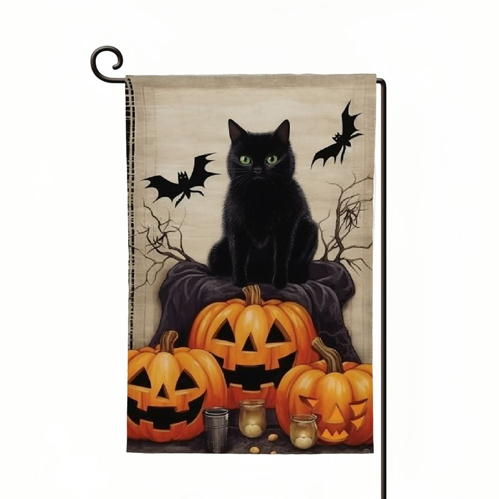 PHYHOO Halloween Truck Pumpkin Ghost Garden Flag Double Sided, Burlap ...