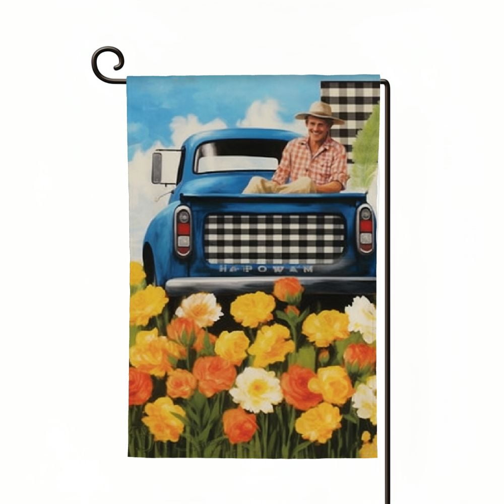 PHYHOO Happy Father's Day Garden Flag Double Sided, Burlap Rose Flower ...