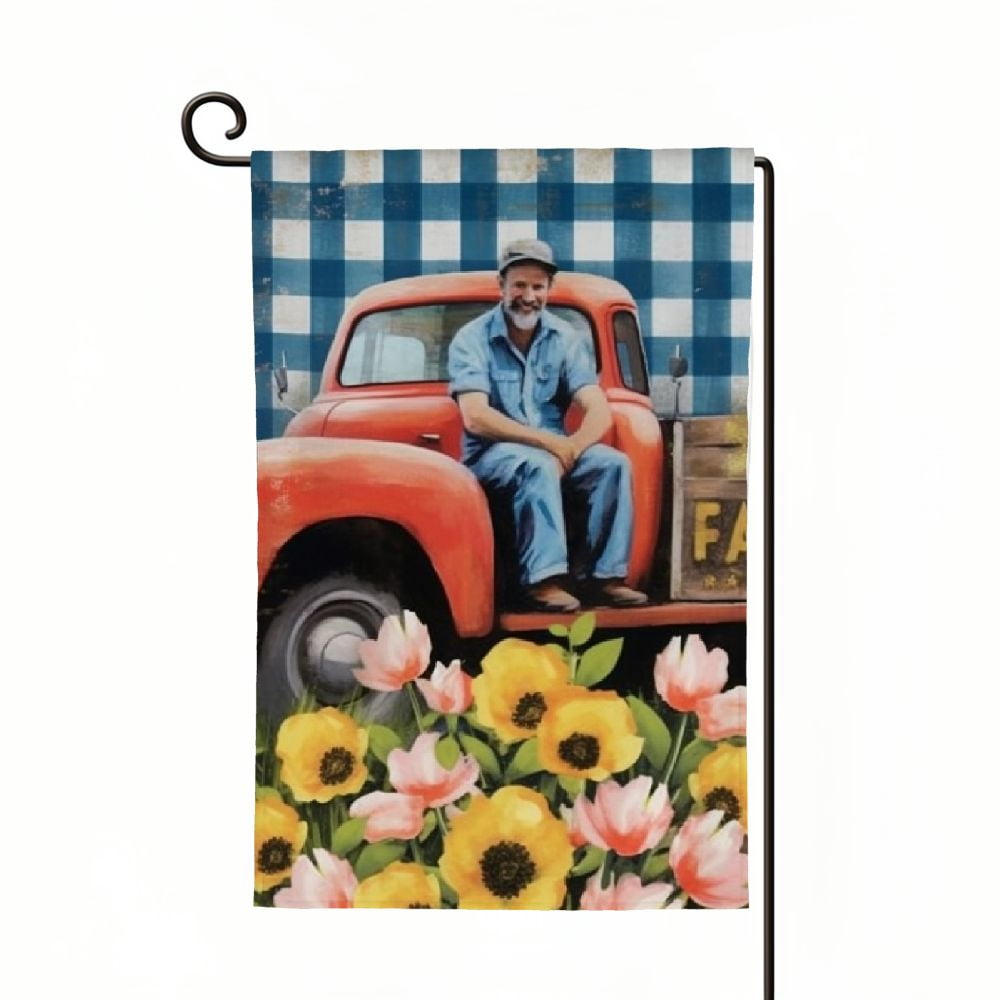 PHYHOO Happy Father's Day Garden Flag Double Sided, Burlap Rose Flower ...