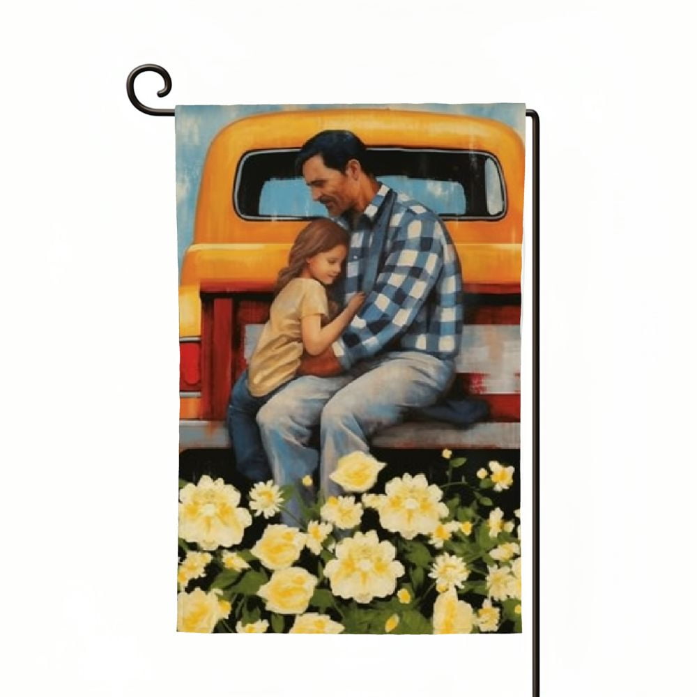 PHYHOO Happy Father's Day Garden Flag Double Sided, Burlap Rose Flower ...