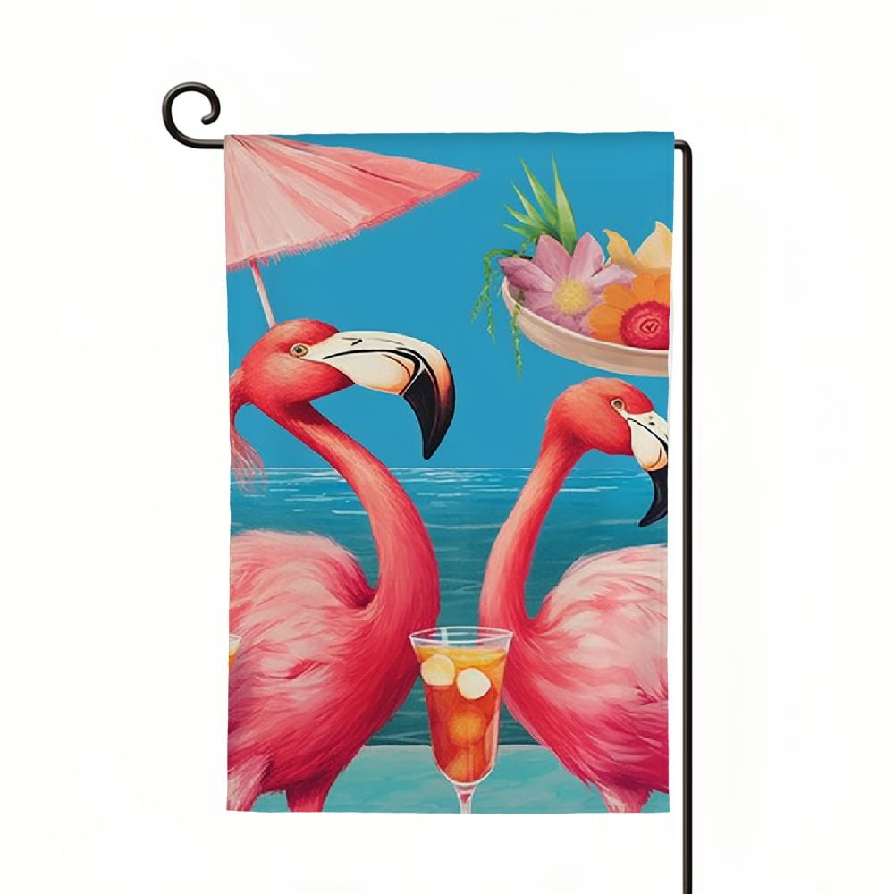 PHYHOO Hello Summer Garden Flag Double Sided Pink Flamingo Tropical ...
