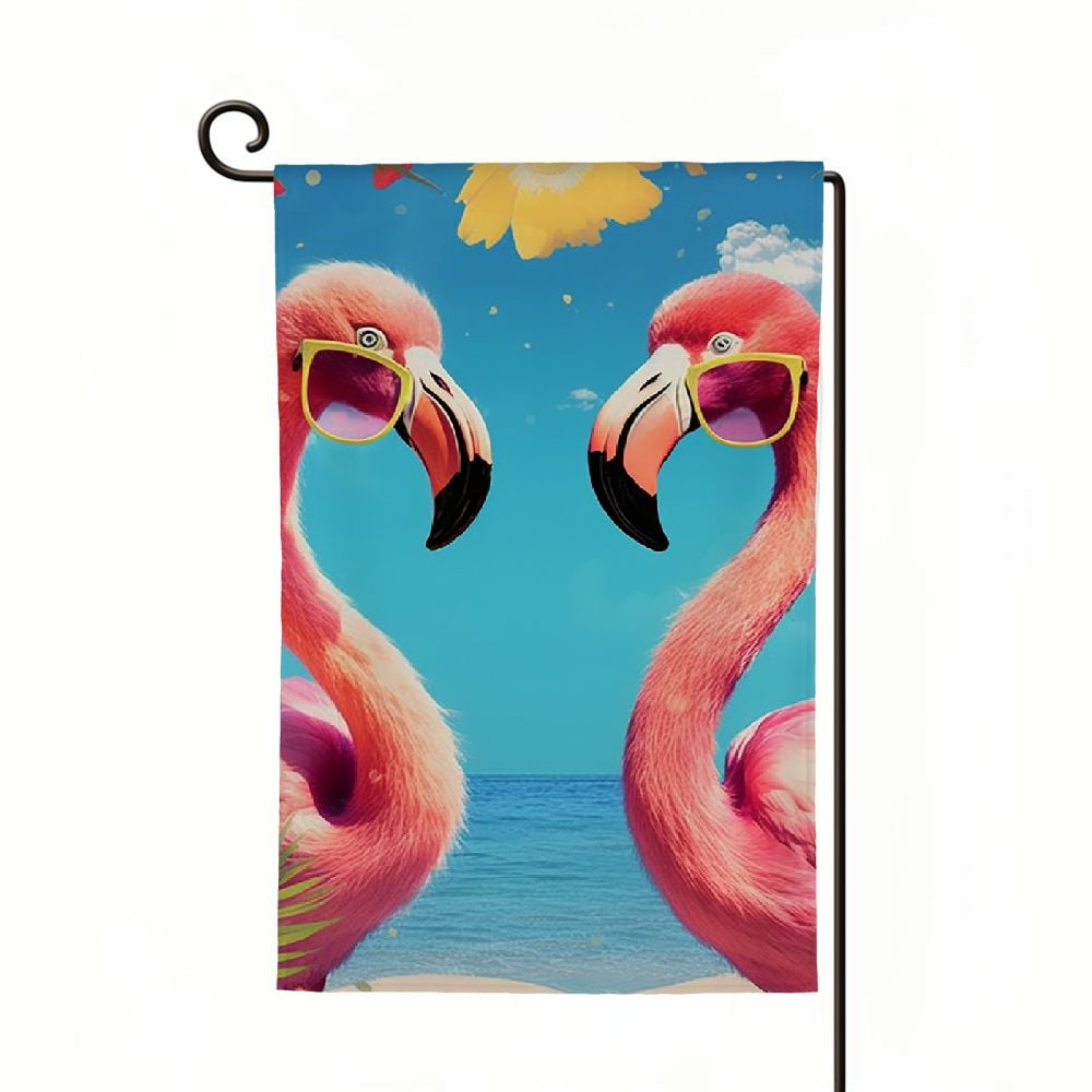 PHYHOO Hello Summer Garden Flag Double Sided Pink Flamingo Tropical ...