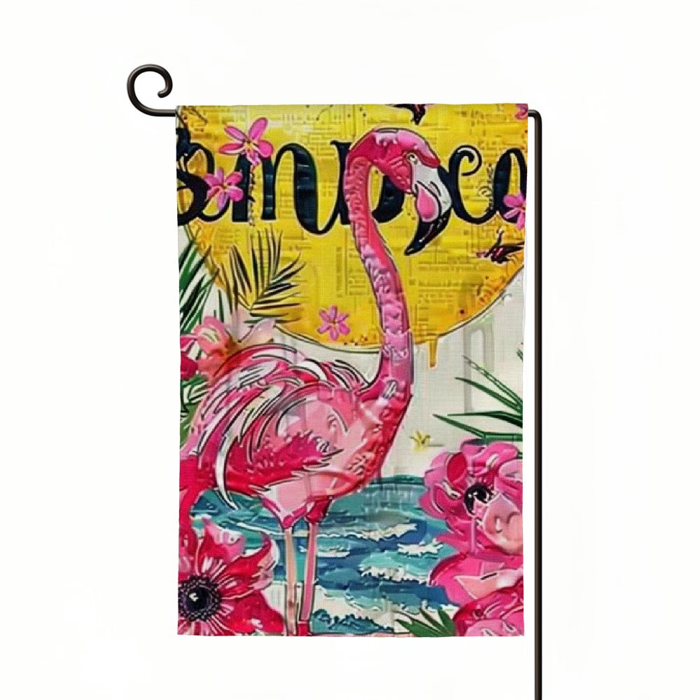 PHYHOO Hello Summer Garden Flag Flamingo Double Sided for Outside ...