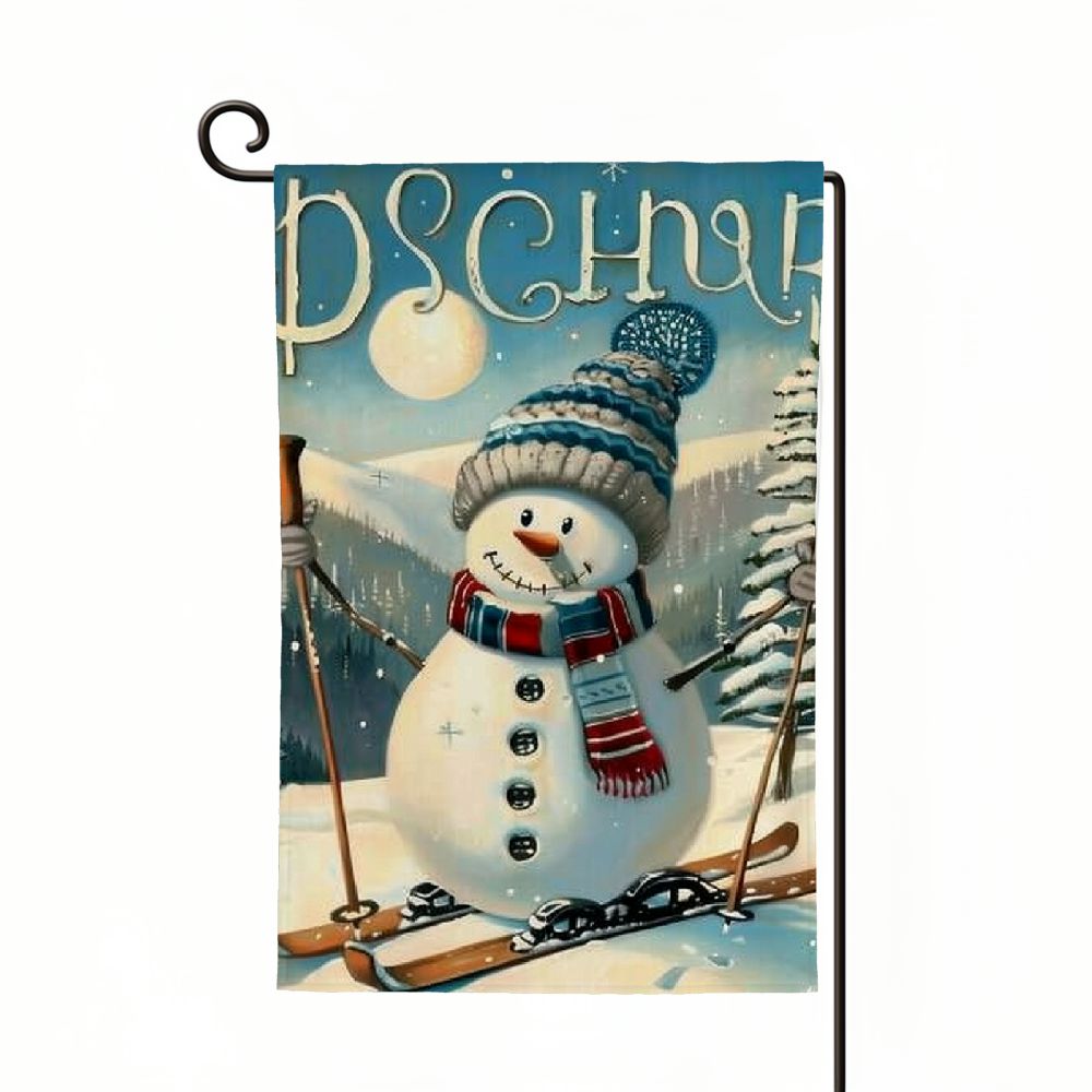 PHYHOO Hello Winter Garden Flags Vertical Double Sided, Snowman Skiing ...