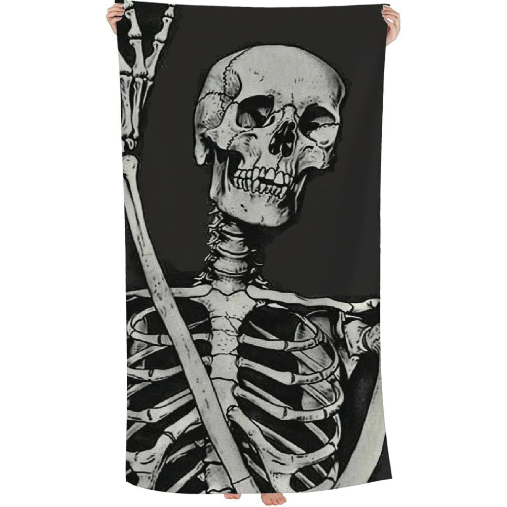 PHYHOO Human Skeleton Skull Beach Towels Oversized Microfiber Beach ...
