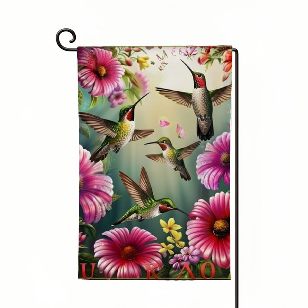 PHYHOO Hummingbird Garden Flag Double Sided Spring Welcome Garden Decor ...