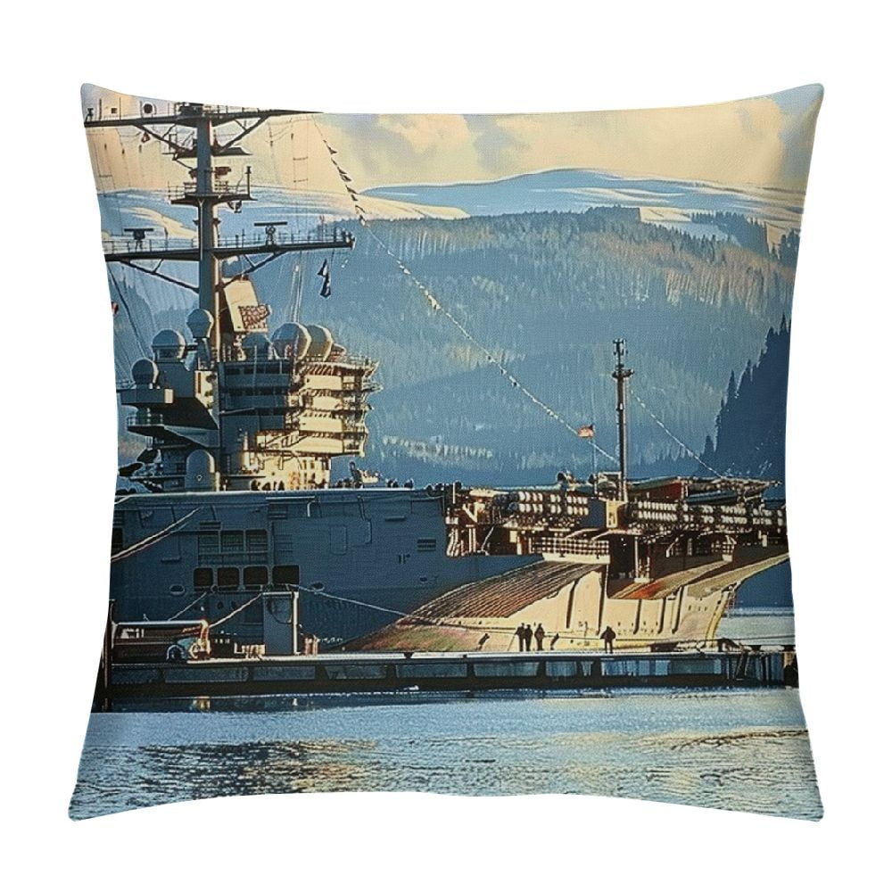 PHYHOO Navy Ship Cushion Covers Military Theme Throw Pillow Covers ...