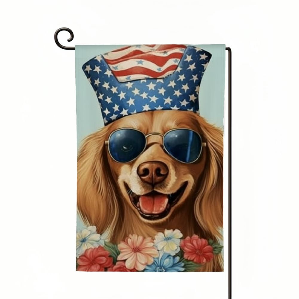PHYHOO Patriotic Golden Retriever Garden Flag Double Sided Burlap ...