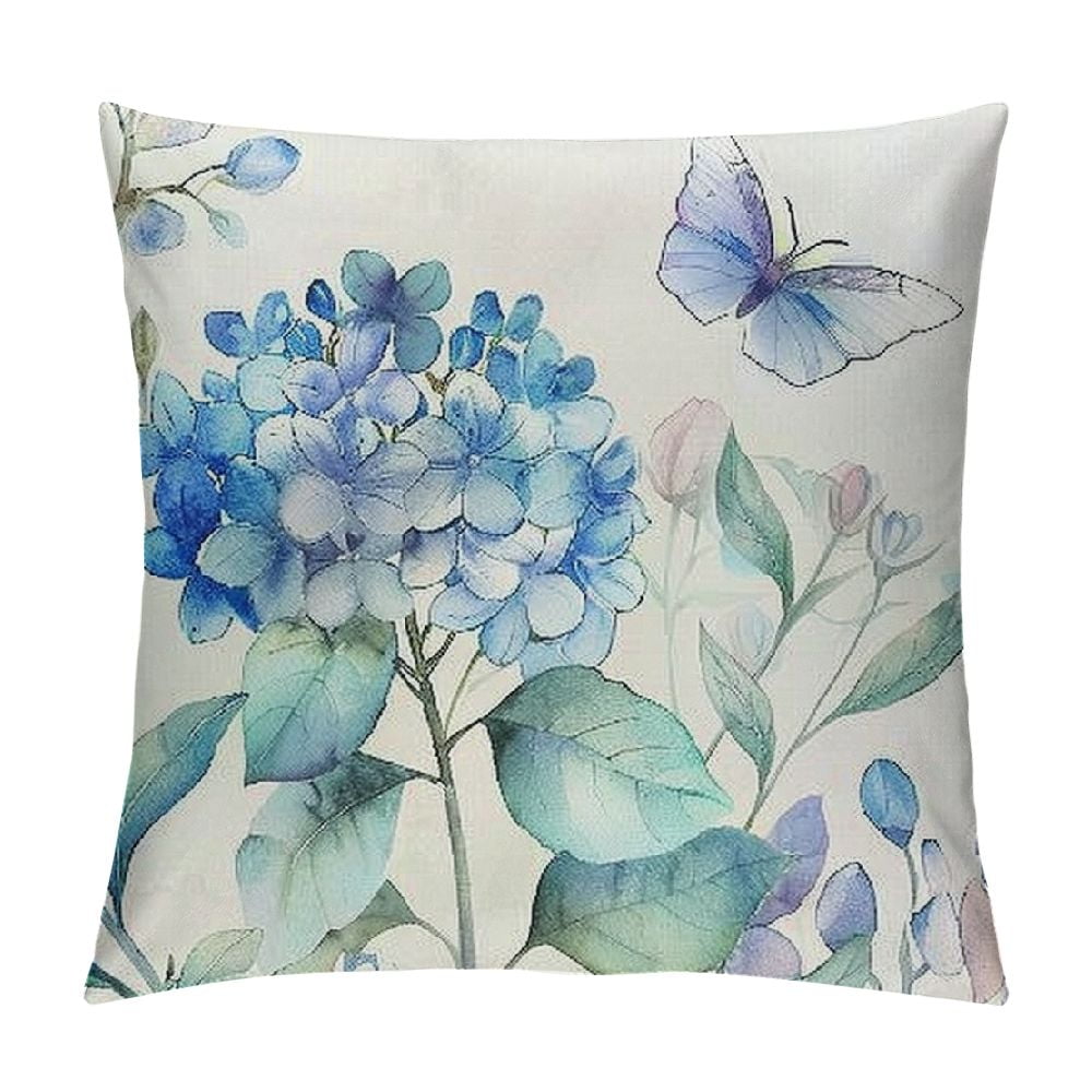 PHYHOO Pillow Covers Blue Hydrangea Flowers It is So Good to Be Home ...