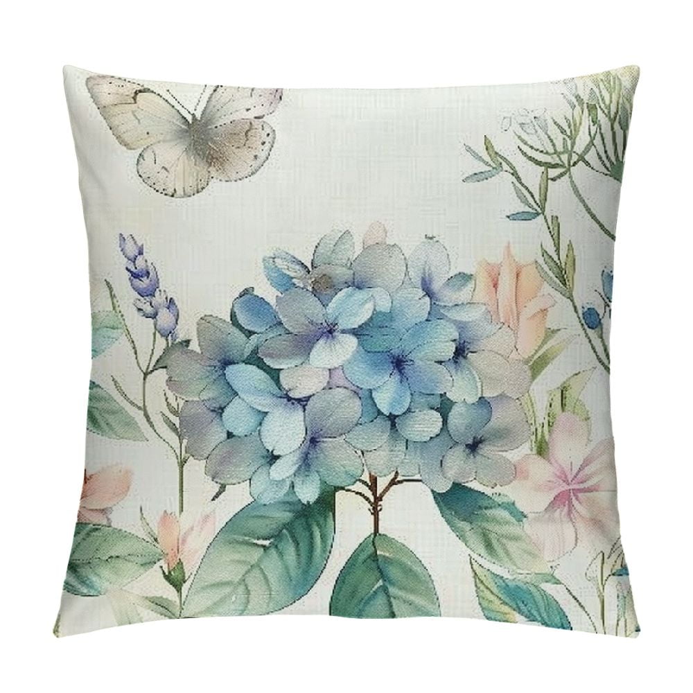PHYHOO Pillow Covers Blue Hydrangea Flowers It is So Good to Be Home ...