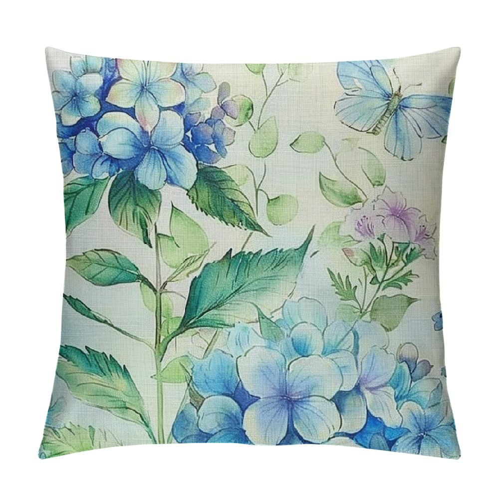 PHYHOO Pillow Covers Blue Hydrangea Flowers It is So Good to Be Home ...