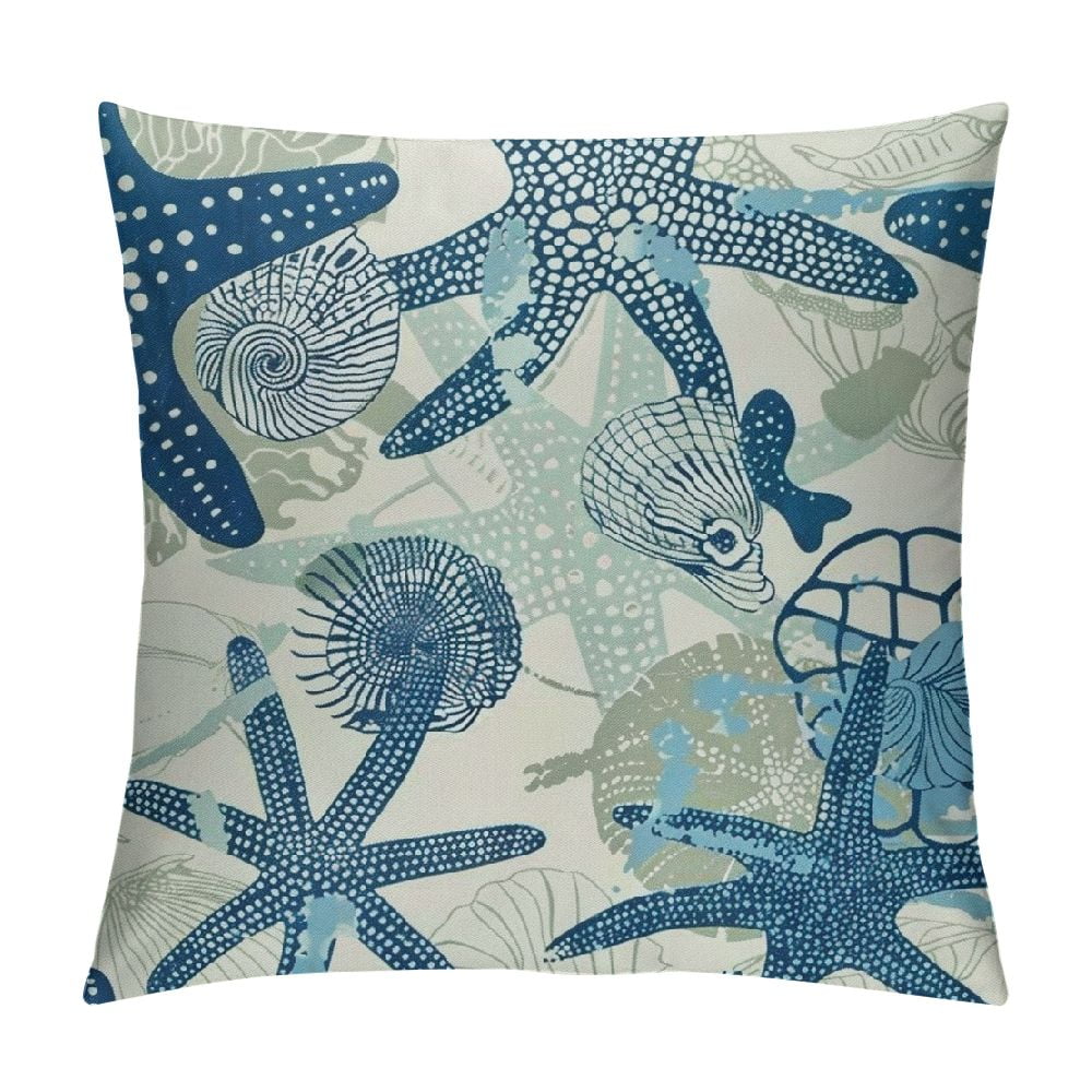 PHYHOO Pillow Covers Starfish Ocean Themed Beach Decor Throw Pillows ...