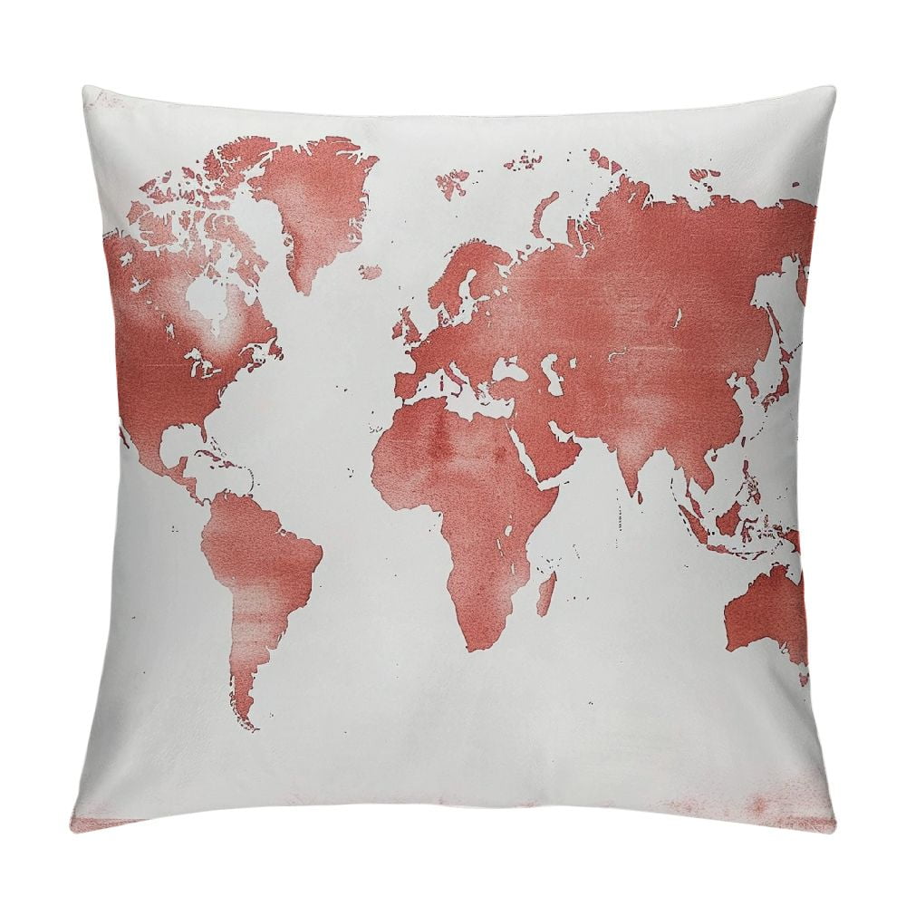PHYHOO Pillow Covers World Map with Quote Word Super Soft Decorative ...