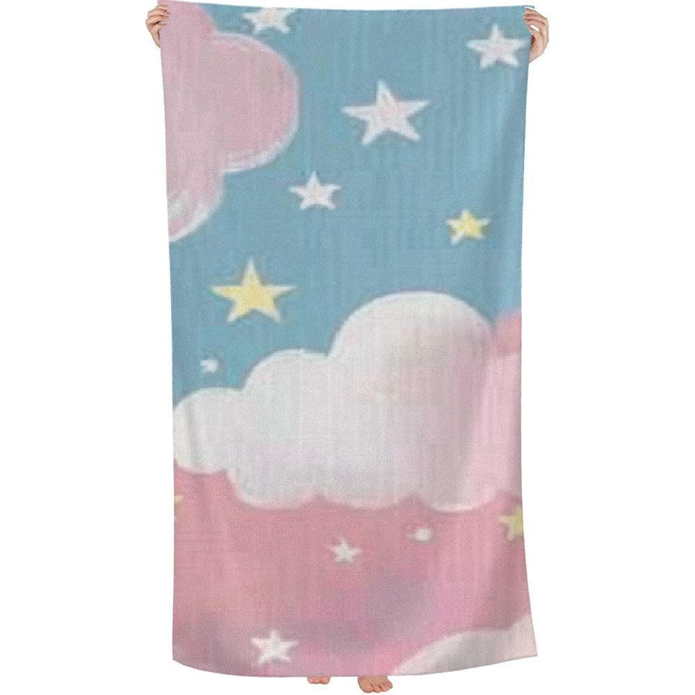 PHYHOO Pink Beach Towel Microfiber Quick Dry Bath Cute Cartoon Big ...
